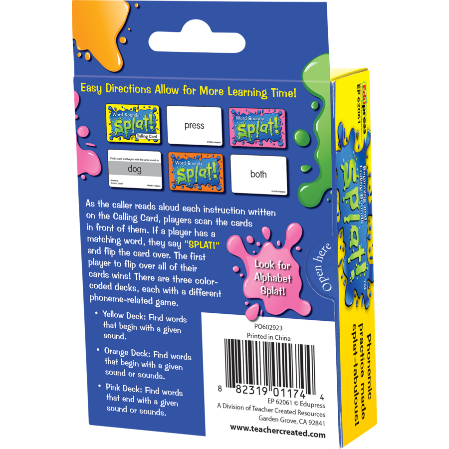 Beginning Ending Sounds Splat Game - The School Box Inc