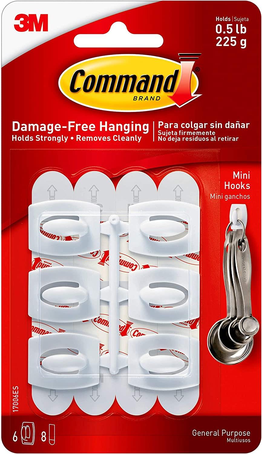 Mini White Hooks 6ct - The School Box Inc
