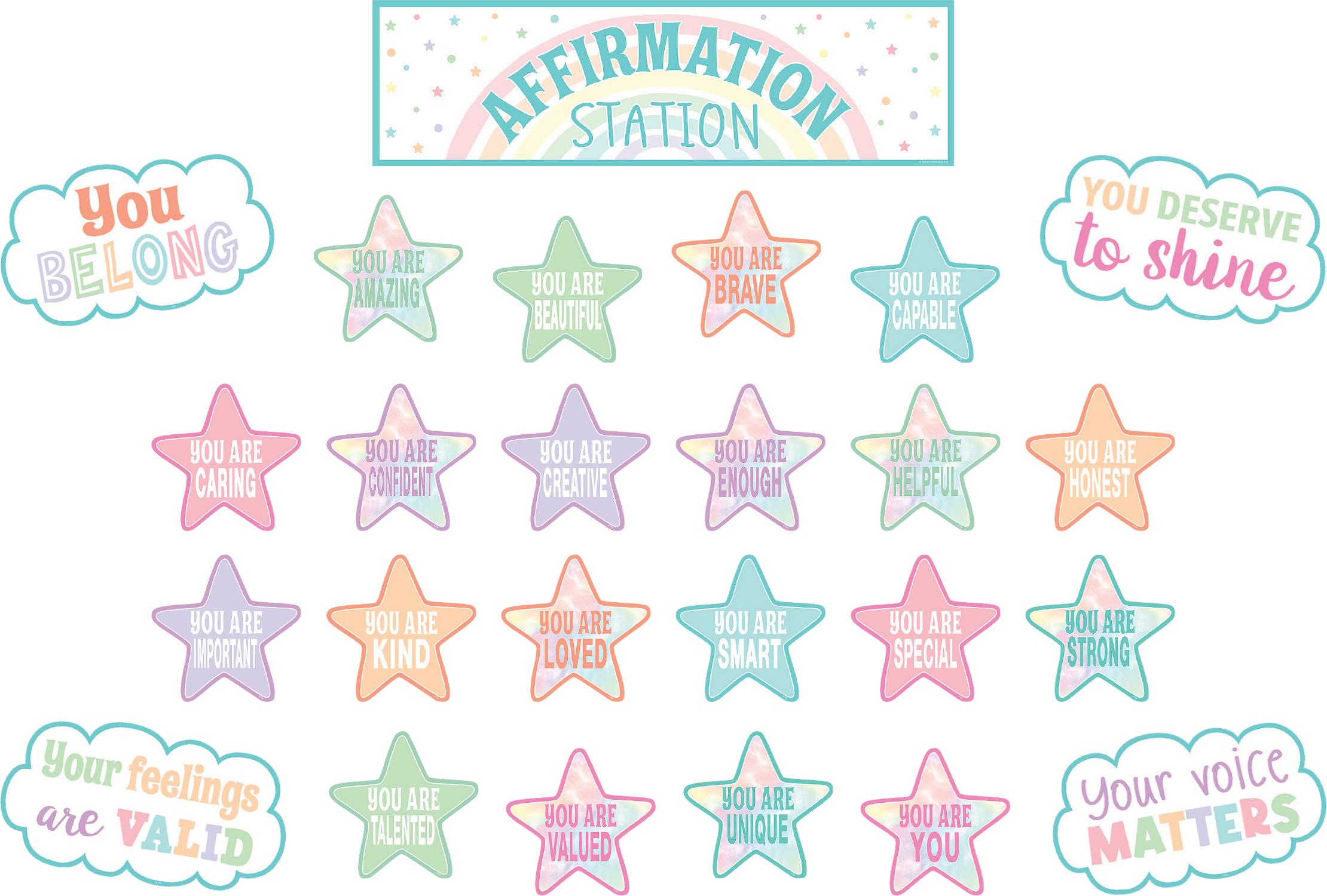 Pastel Pop Positive Affirmations Mini Bulletin Board - The School Box Inc