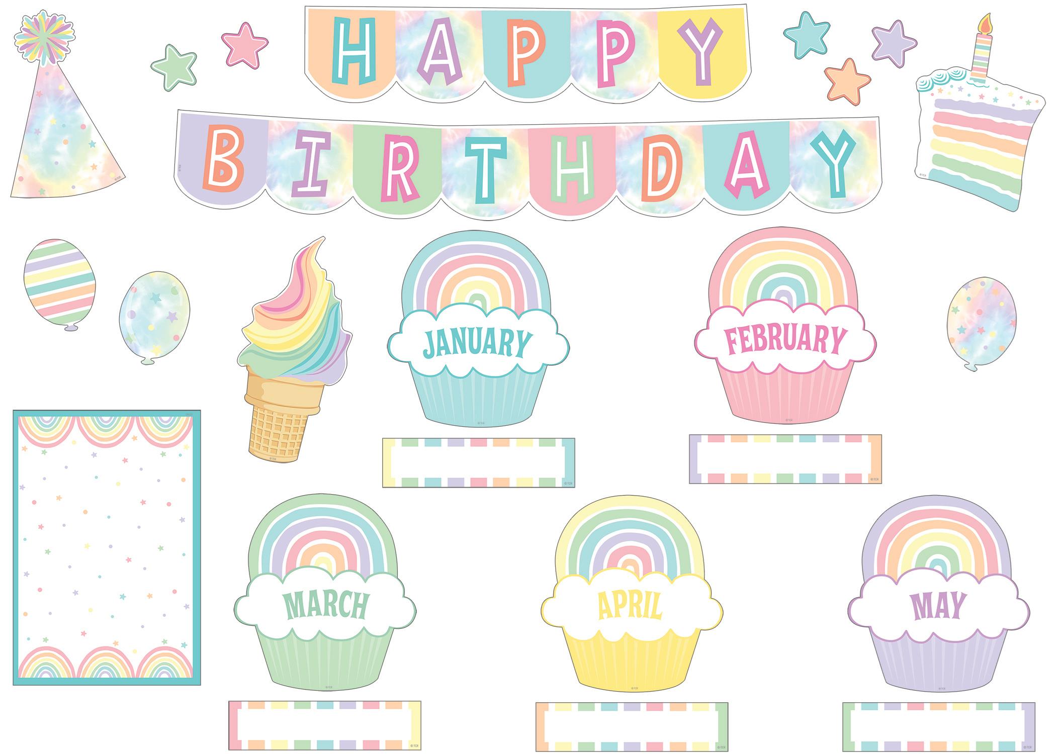 Pastel Pop Happy Birthday Mini Bulletin Board - The School Box Inc