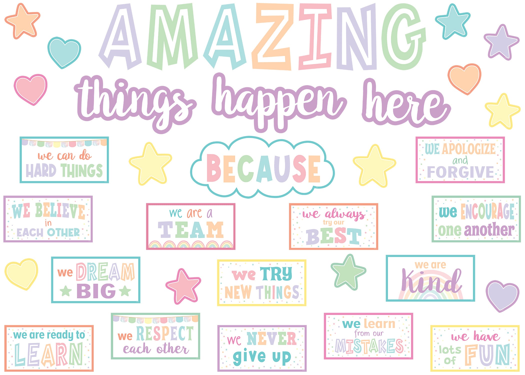 Pastel Pop Amazing Things Happen Here Bulletin Board - The School Box Inc