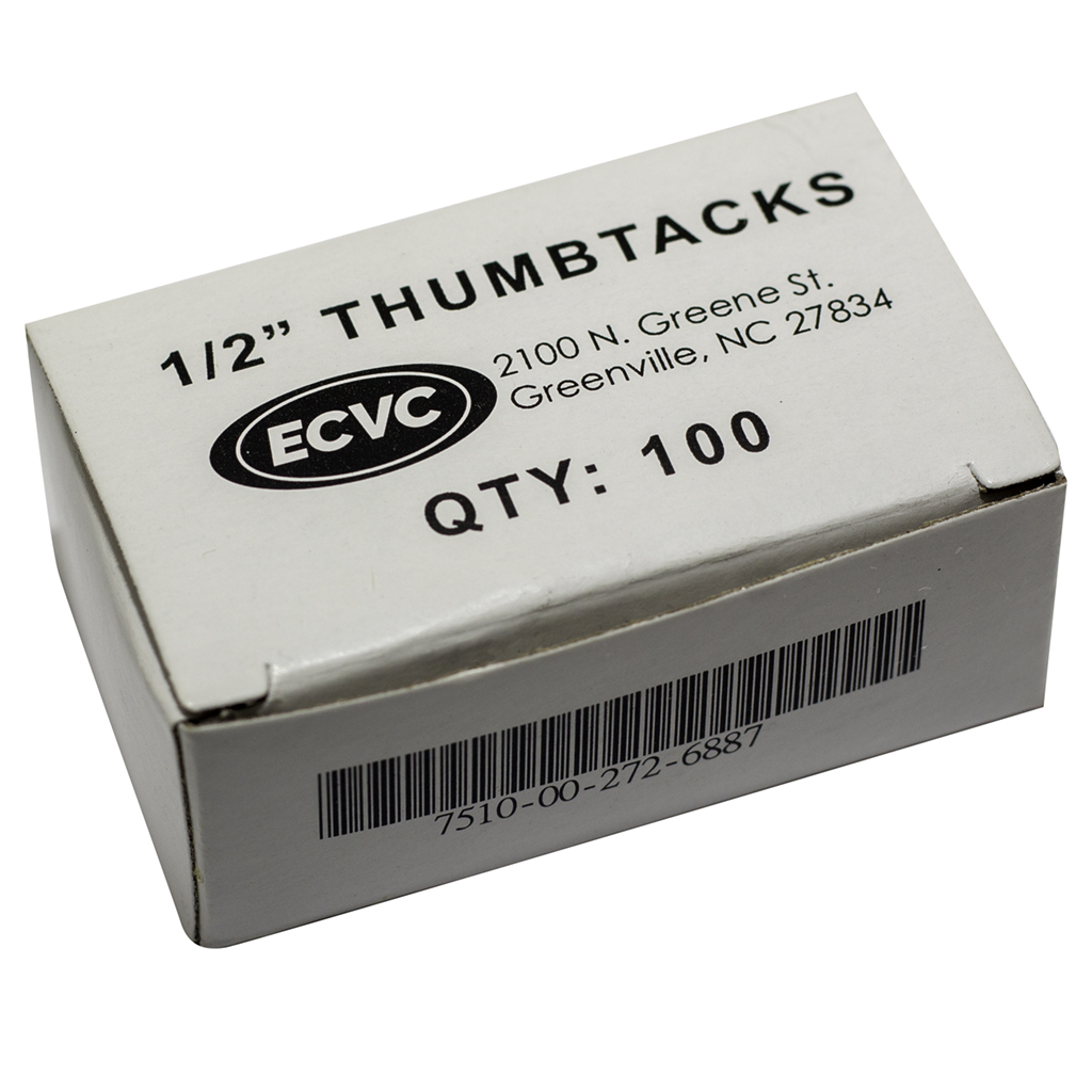 1/2 inch nickel-plated steel Skilcraft AbilityOne NIB thumbtack box of ...