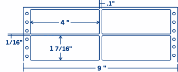 Pin Fed Labels Two Across 4'' X 1 7/16" Multi Purpose, 10000 Labels Per ...