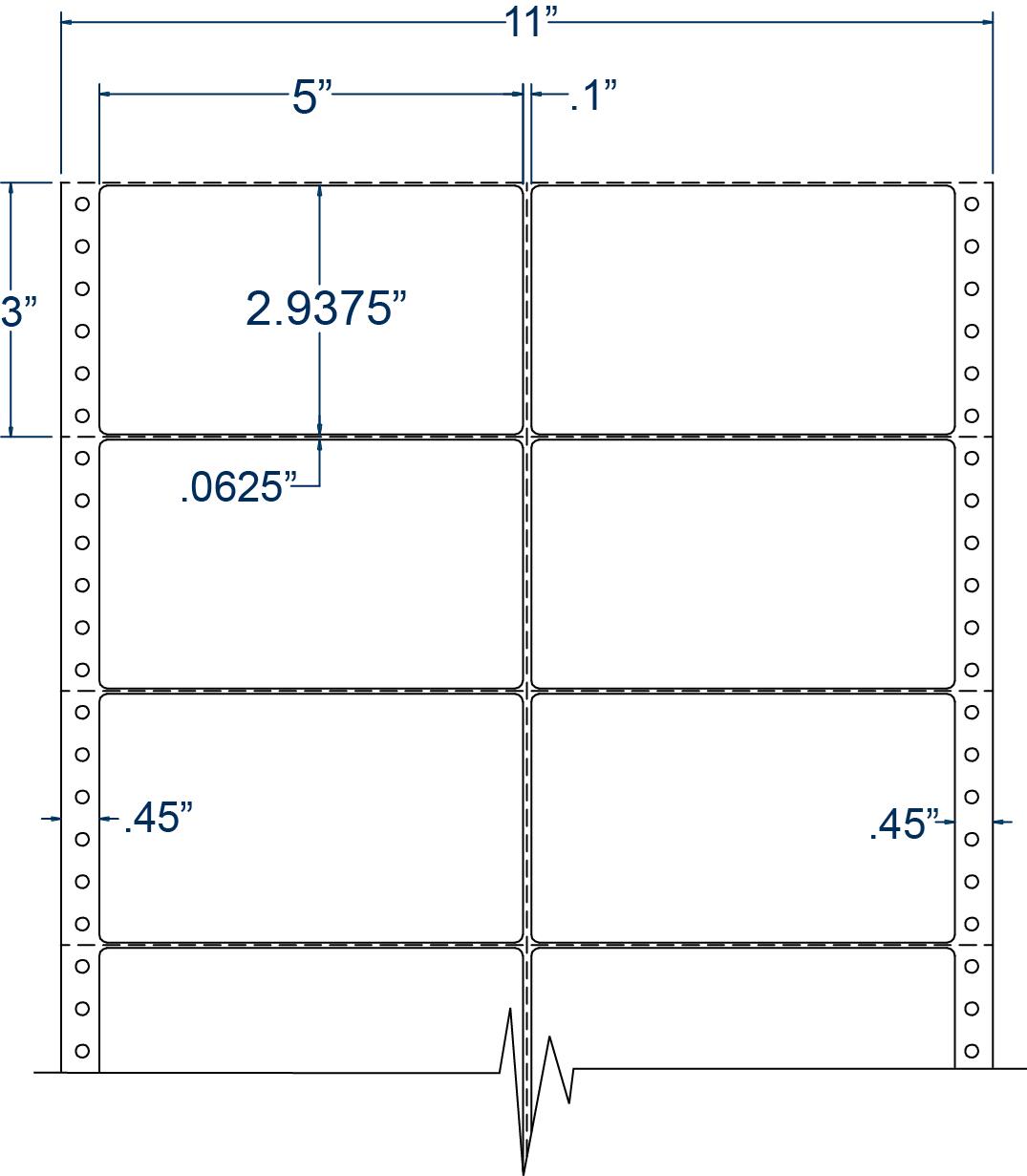Pin Fed Address / Shipping Label Two Across 5'' X 2 15/16'', 5000 ...