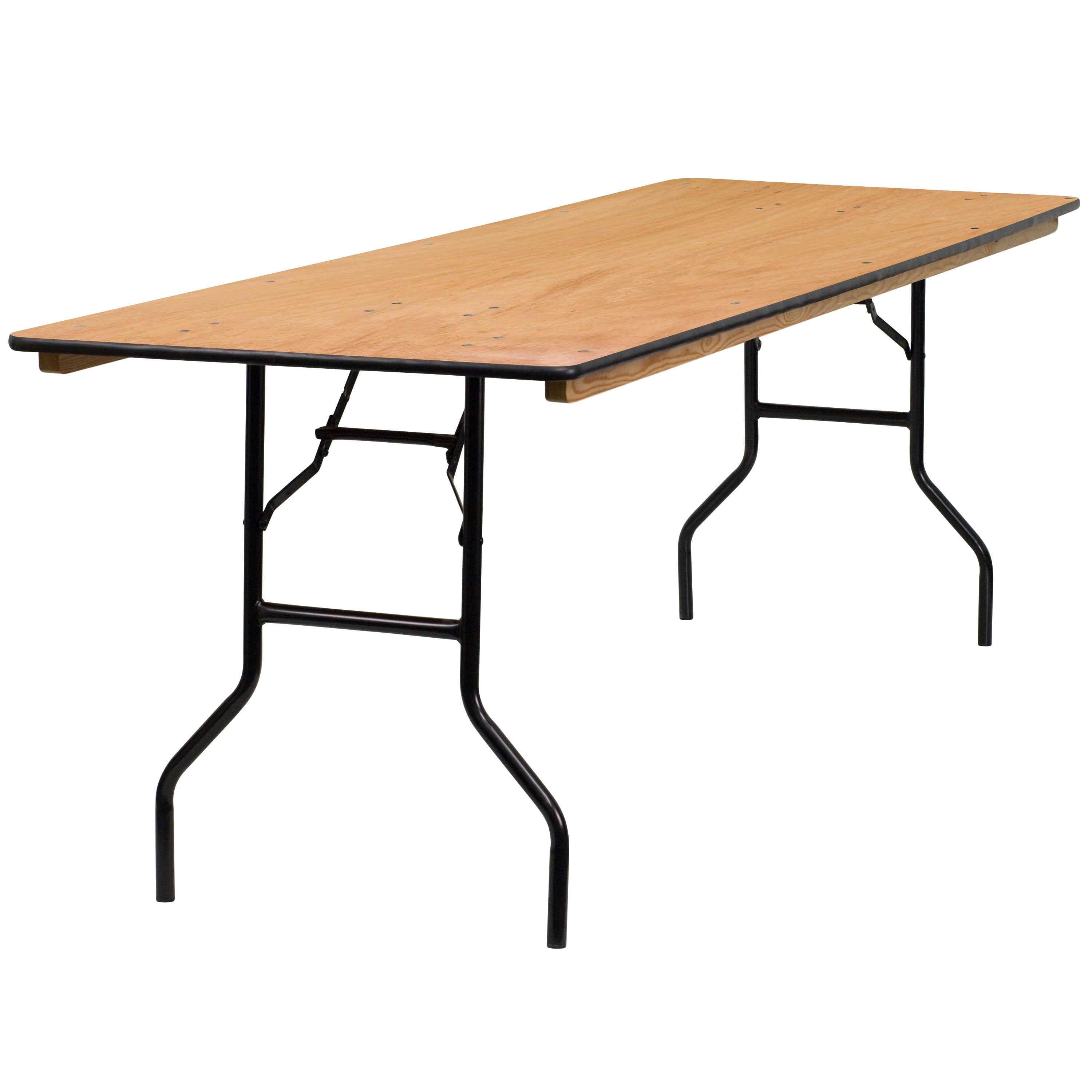 8-Foot Rectangular Wood Folding Banquet Table with Clear Coated ...