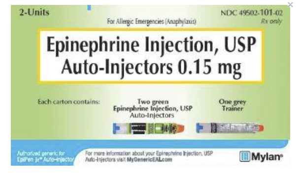 Epinephrine Injection, Prefilled Auto-Injector Syringe (Generic EpiPen ...