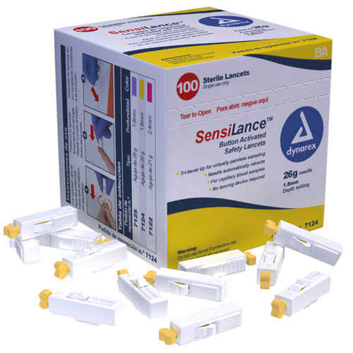 Button Activated Safety Lancets 26G - 1.8mm - 100/BX - US Labels and ...