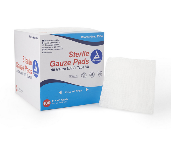 Gauze Sponge Dynarex® 2 X 2 Inch 1 per Pack Sterile 12-Ply Square - 100 ...