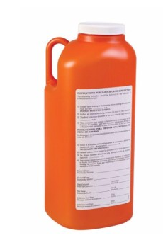 24-Hour Urine Container with Screw Cap and Bilingual Patient Label, 3 ...