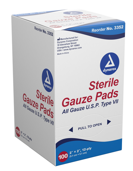 Gauze Sponge Dynarex® 2 X 2 Inch 1 per Pack Sterile 12-Ply Square - 100 ...