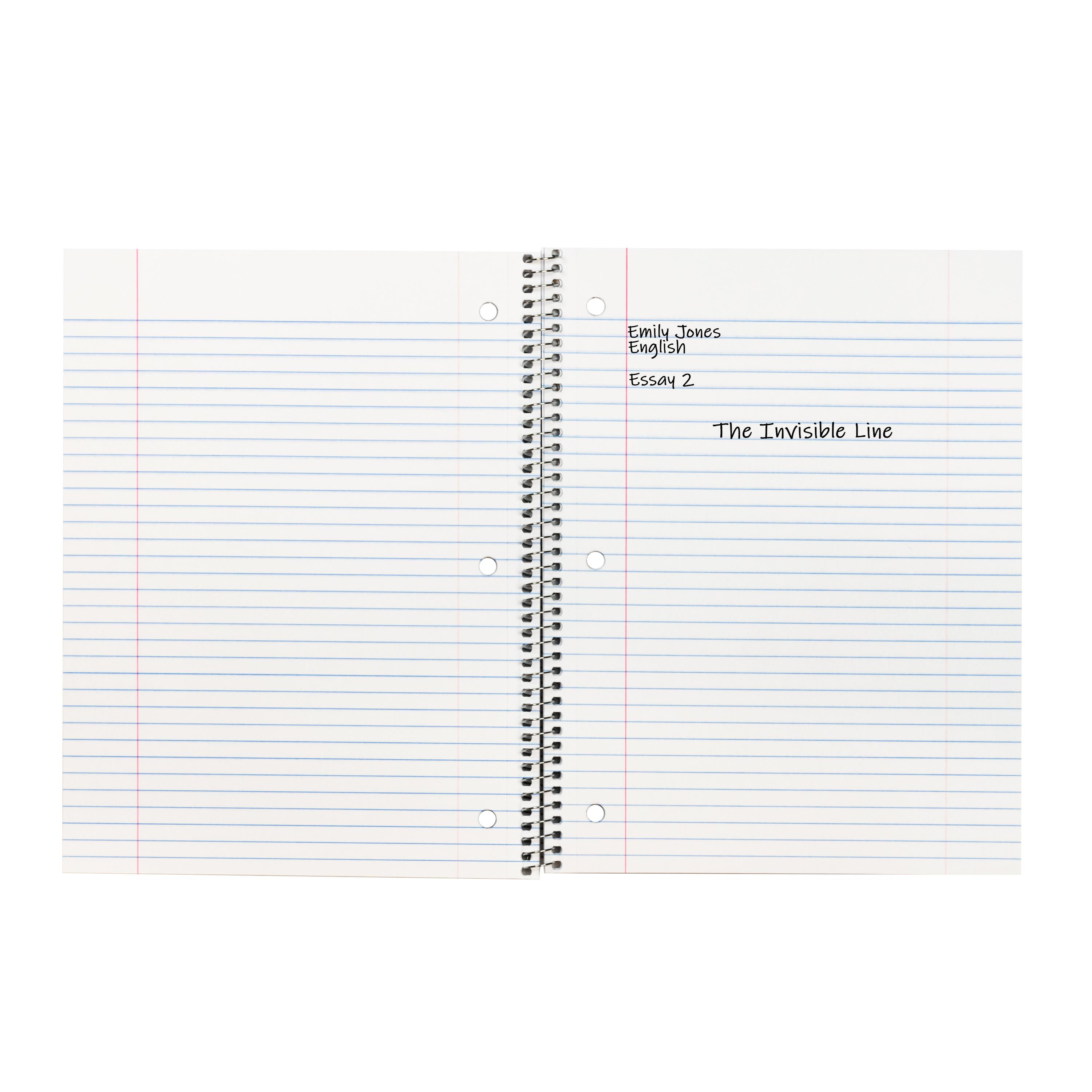 Notebook, 1 sub, college rule, perf, 70 ct., assorted colors ., 1/EA