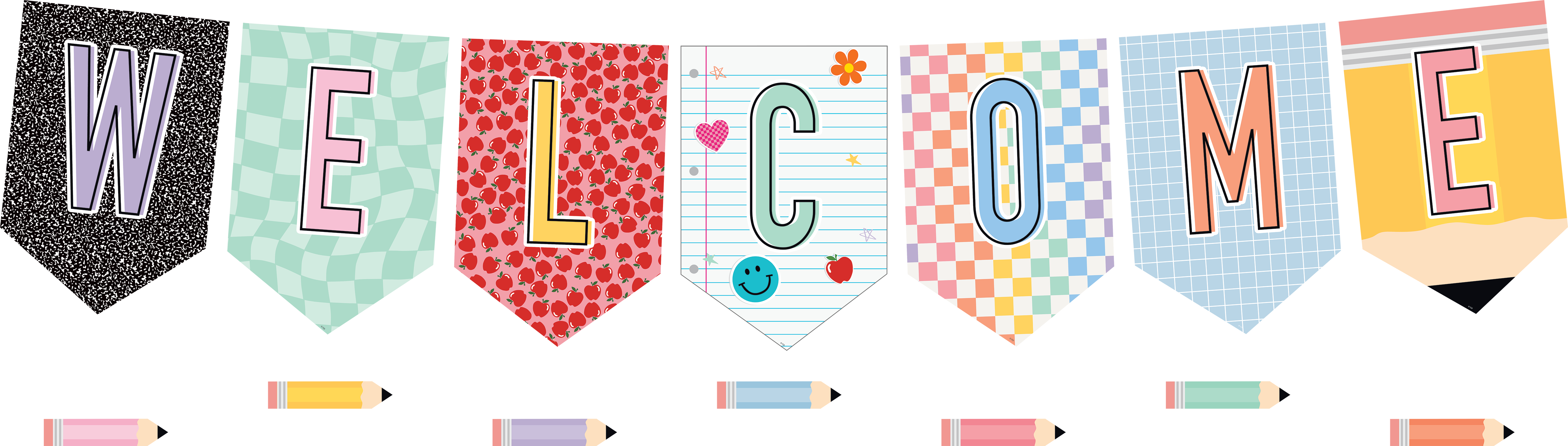 Cool for School Pennants Welcome Bulletin Board Set - The School Box Inc