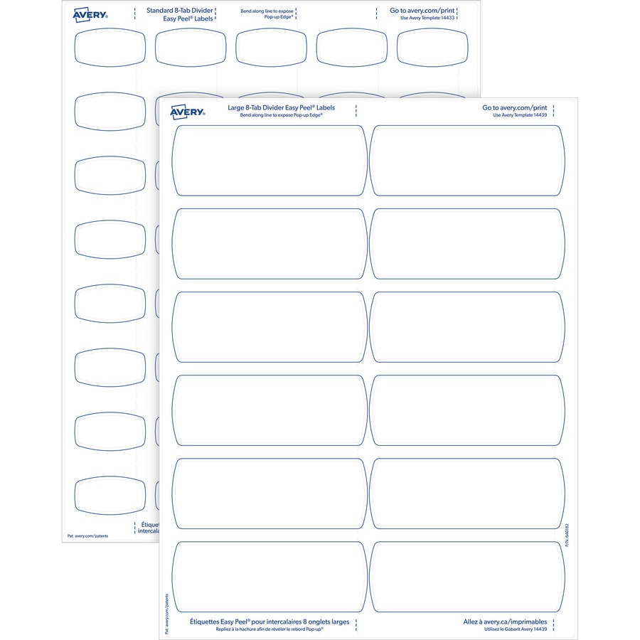 Avery Big Tab Printable Label Dividers, Easy Peel, 8-Tab Set (14437)