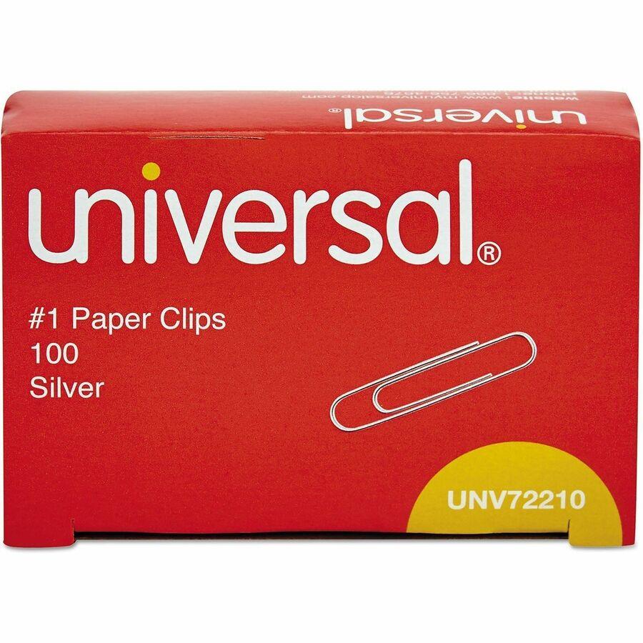 Universal Paper Clips, #1, Smooth Silver, 100/Box