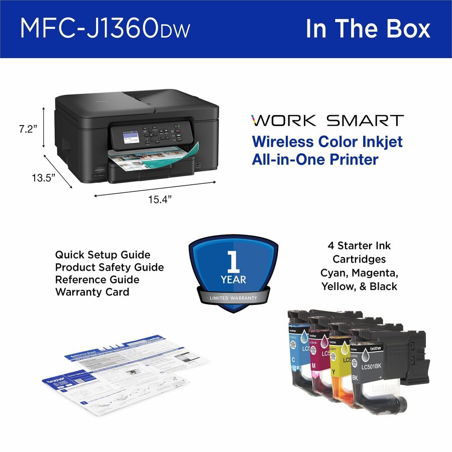 Brother Work Smart MFC-J1360DW Wired & Wireless Inkjet Multifunction ...