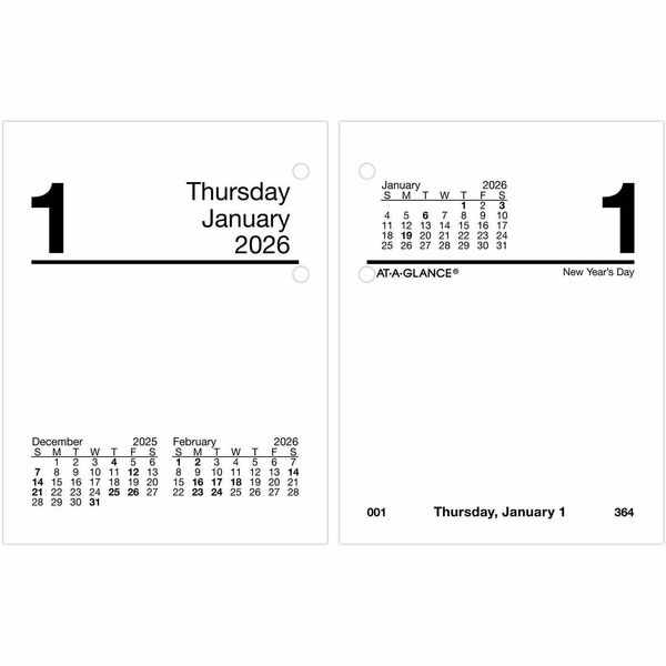 At-A-Glance Compact Daily Desk Calendar Refill with Tabs - Julian Dates ...