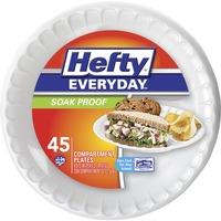 Hefty 3-Compartment Soak Proof Plates - 8.88" Diameter Plate - Foam ...
