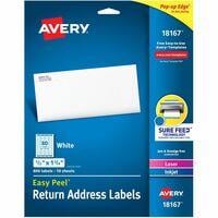 Avery® Laser & Inkjet Return Address Labels - Permanent AVE18167, AVE ...
