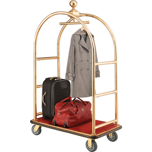 Bellman Cart With Curved Uprights, 6" Casters, Gold Stainless Steel
